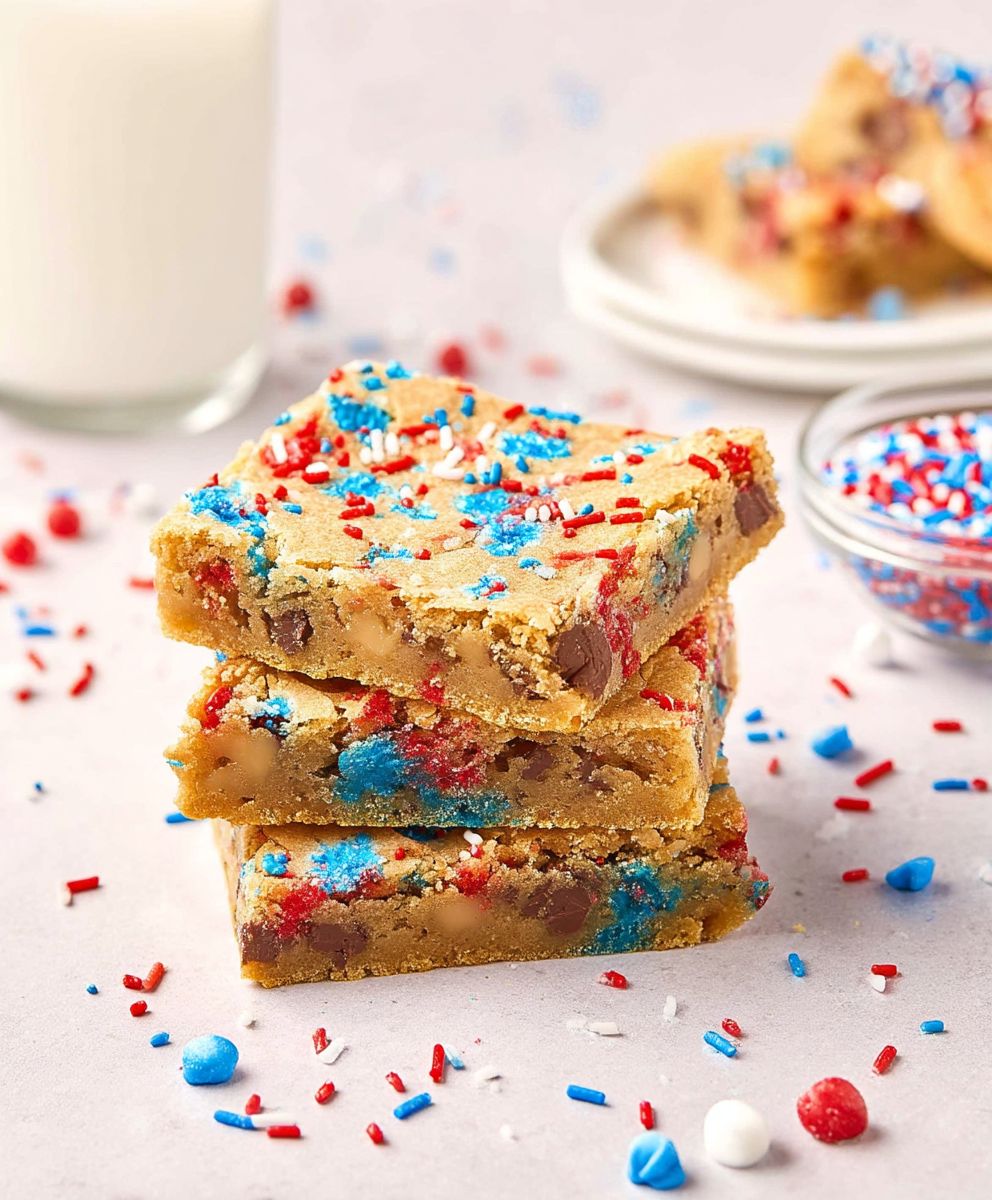 Fireworks Blondies Recipe - easyrecipeplan.com