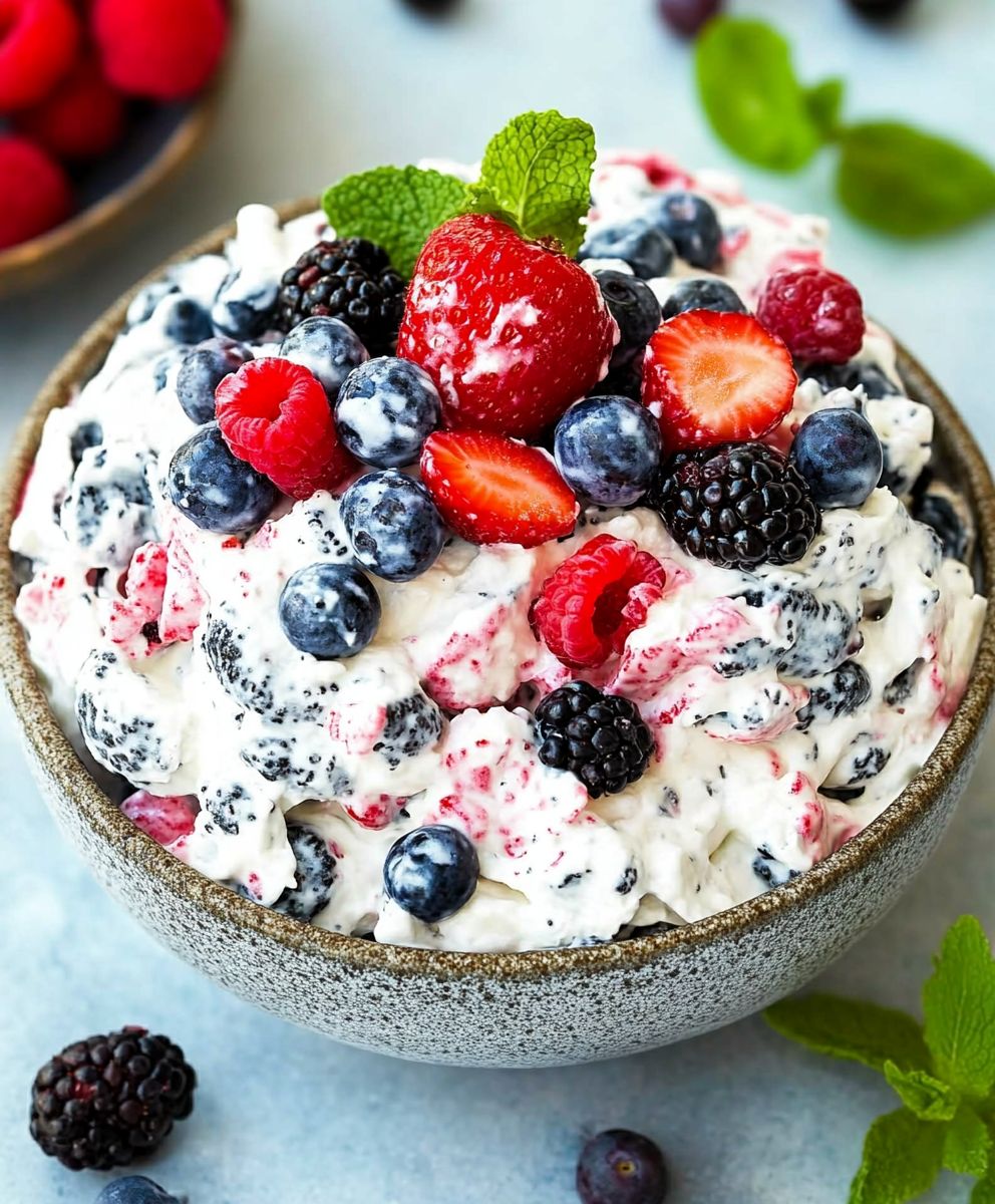 Red White & Blue Fluff Salad Recipe - easyrecipeplan.com